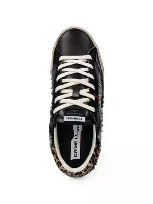 CRIME LONDON Glitter Detail Leopard Print Lace-up Sneakers
