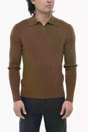 PAOLO PECORA Ribbed Knit Polo Sweater