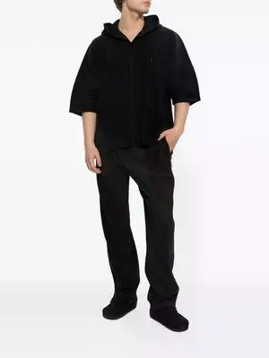 Issey Miyake Pleated Short-sleeve Hoodie - Black