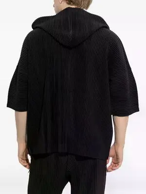 Issey Miyake Pleated Short-sleeve Hoodie - Black
