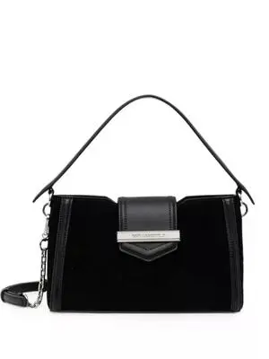 Karl Lagerfeld Suede-panelled Shoulder Bag - Black