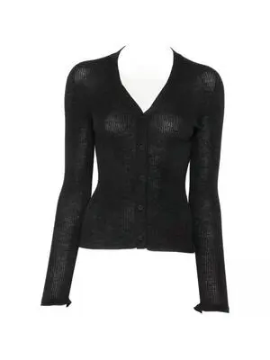 Cecilie Bahnsen Ribbed-knit V-neck Cardigan - Black