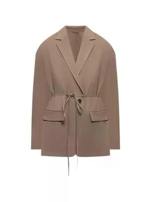 Brunello Cucinelli Belted-waist Notched-lapel Jacket - Neutrals