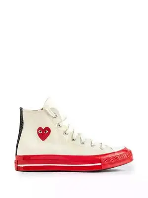 Play Comme Des Garcon X Converse Chuck 70 High Top Sneakers - White