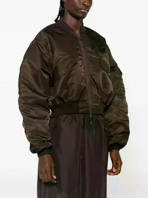 Cecilie Bahnsen Cropped Bomber Jacket With Ruched Sleeves