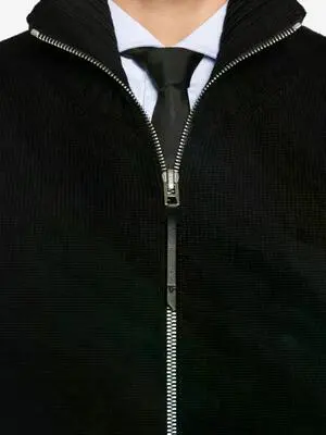 TOM FORD Waffle Knit Zip-up Cardigan With Leather Patches
