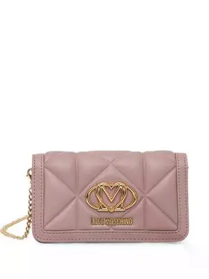 Moschino Quilted Logo-plaque Cross Body Bag - Pink