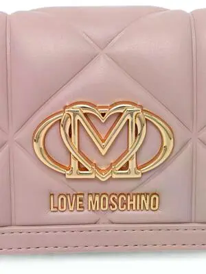 Moschino Quilted Logo-plaque Cross Body Bag - Pink