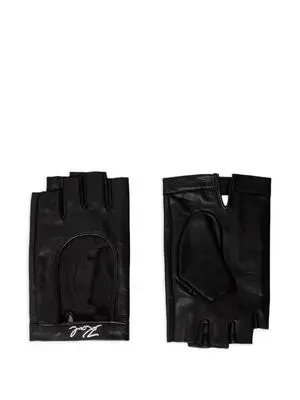 Karl Lagerfeld Fingerless Leather Gloves - Black