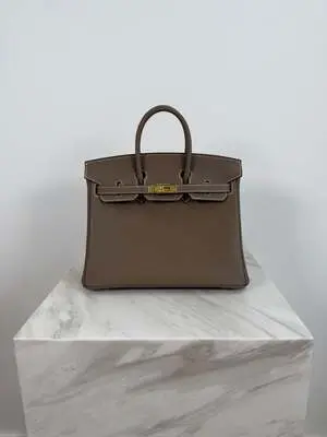 Hermès Birkin 25cm Etoupe Togo Leather With Gold Hardware - Brown