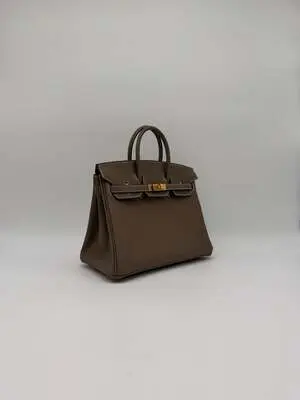 Hermès Birkin 25cm Etoupe Togo Leather With Gold Hardware - Brown