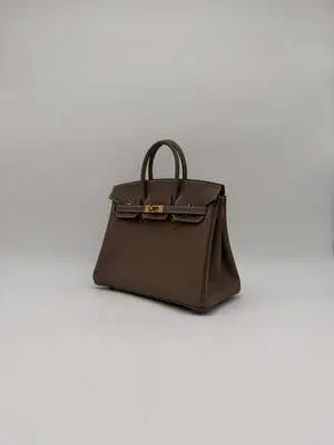 Hermès Birkin 25cm Etoupe Togo Leather With Gold Hardware - Brown