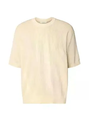 SELECTED Rib-knit T-shirt - Neutrals
