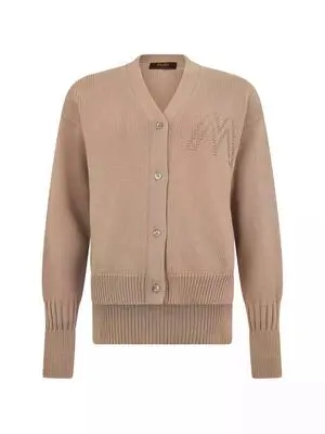 MOORER Logo-embroidered Cardigan - Neutrals