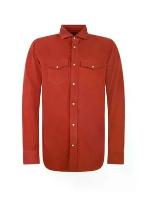 MOORER Button-front Shirt - Orange