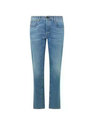 MOORER Straight-cut Whiskered Jeans - Blue