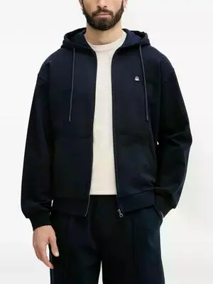 BENETTON Logo-patch Zip-up Hoodie - Blue