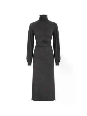PETAR PETROV Twist-detail High-neck Long-sleeve Midi Dress - Grey