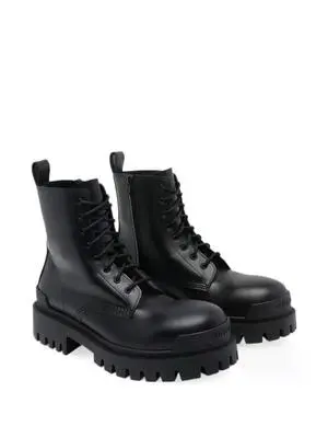 Balenciaga Strike Lace-up Ankle Boots - Black