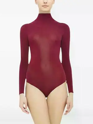 Wolford Bordeaux Turtleneck Thong Bodysuit - Red