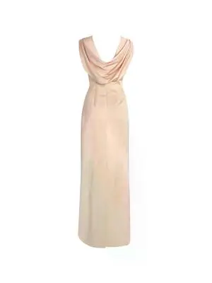 Erdem Embroidered Draped Gown Maxi Dress - Neutrals