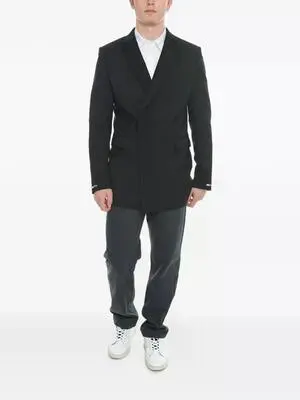 MSFTS Double-breasted Logo-print Blazer - Black