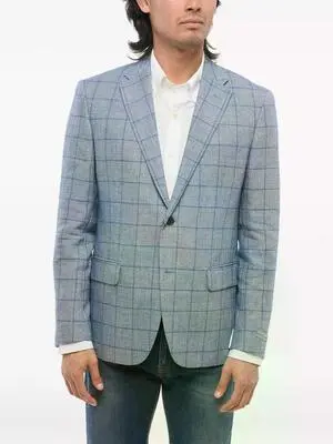 Corneliani Checked Single-breasted Blazer - Blue