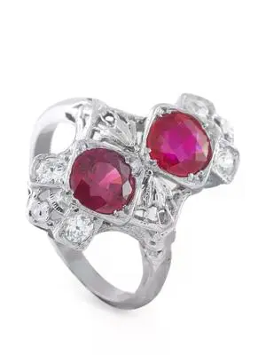LB EXCLUSIVE Platinum Ruby And Diamond Ring - Silver