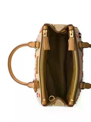 Prada Galleria Small Canvas And Leather Embroidered Bag