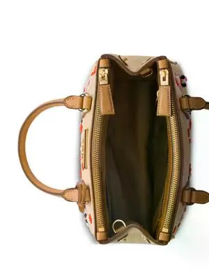 Prada Galleria Small Canvas And Leather Embroidered Bag
