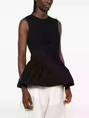 Cecilie Bahnsen Cloqué-effect Peplum Top - Black