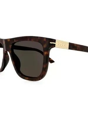 Gucci Tortoiseshell-effect Rectangle-frame Sunglasses