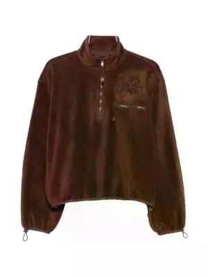 Cecilie Bahnsen Bow-embroidered Quarter-zip Sweater - Brown