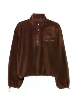 Cecilie Bahnsen Bow-embroidered Quarter-zip Sweater - Brown