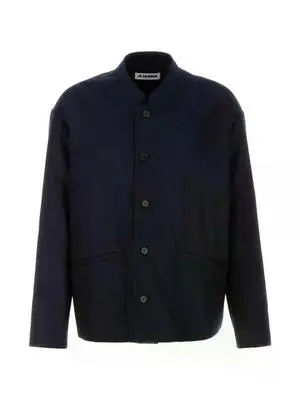JIL SANDER Button-up Collarless Jacket - Blue