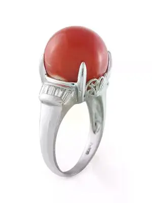 LB EXCLUSIVE Coral And Diamond Ring - Silver