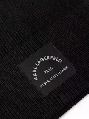 Karl Lagerfeld Logo-patch Ribbed Beanie Hat