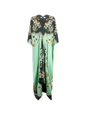 Roberto Cavalli Floral Print Silk Kaftan Dress