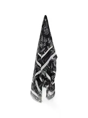 Karl Lagerfeld Maison De Karl Frayed Scarf - Black
