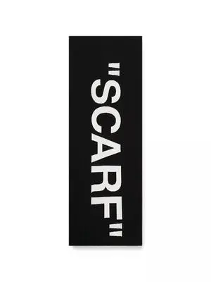 Off-White Logo-intarsia Knitted Scarf - Black