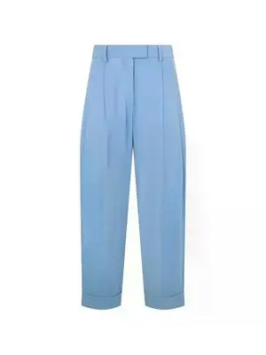 MOORER Pleated High-waisted Trousers - Blue