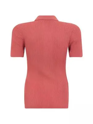 MOORER Ribbed Knit Short Sleeve Polo Shirt
