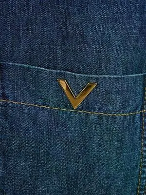 Valentino Garavani Vlogo Contrast-trim T-shirt - Blue