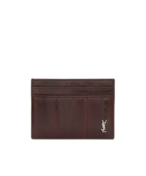 Saint Laurent Logo Card Holder - Brown