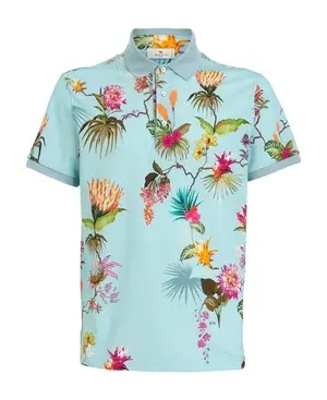 Etro Floral Jersey Polo Shirt - Blue