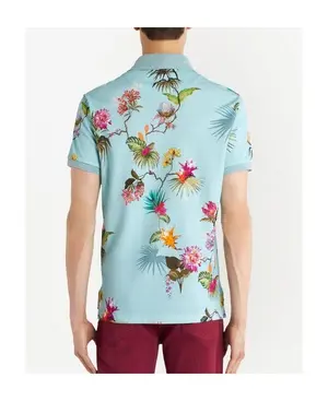 Etro Floral Jersey Polo Shirt - Blue