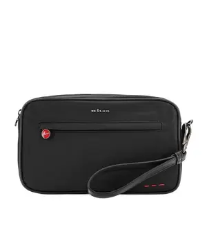 Kiton Ciro Logo Plaque Clutch Bag - Black