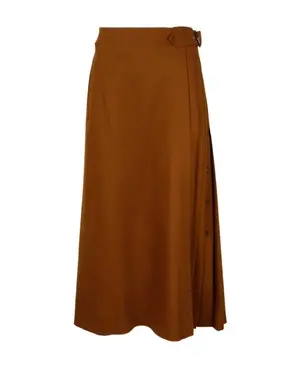 Alberta Ferretti A-line Pleated Mid-length Skirt - Brown