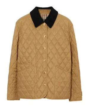 Burberry Quilted Jacket With Snap Buttons And Patch Pockets - Camel