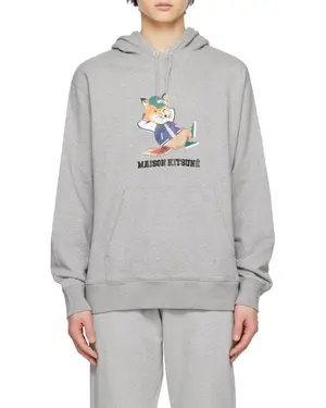 Maison Kitsuné Logo Print Cotton Hoodie